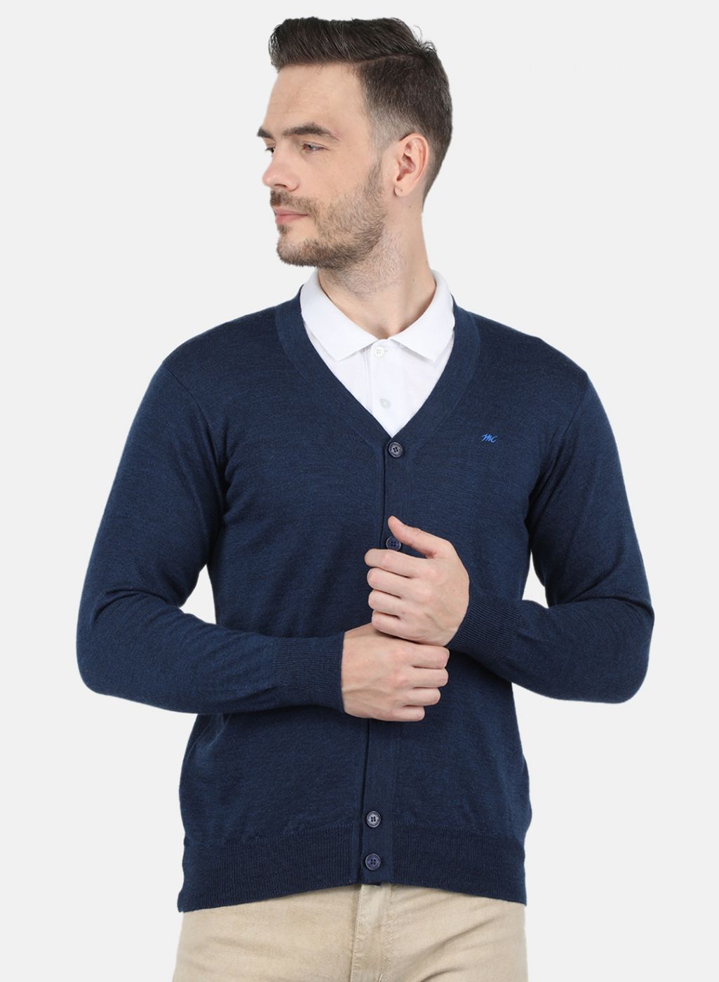 Buy Men Navy Blue Solid Cardigan Online in India - Monte Carlo