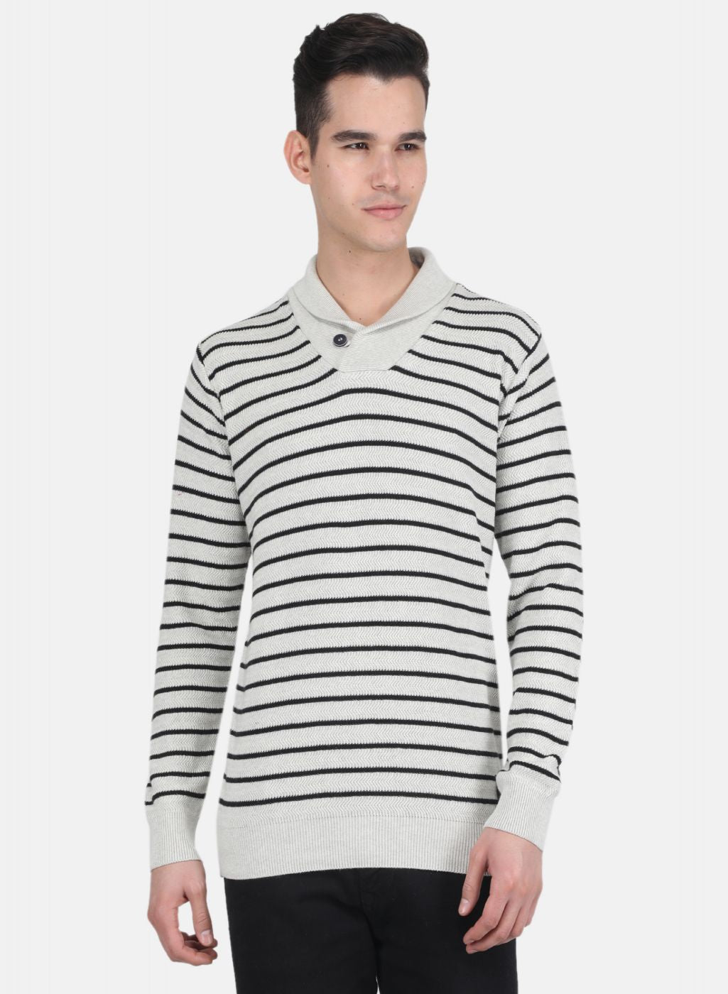 Buy Men Off White Stripe Pullover Online in India - Monte Carlo