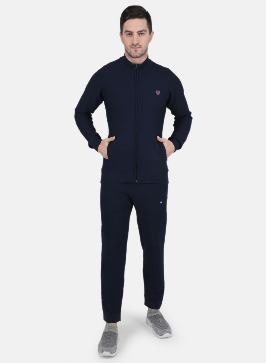 Buy Men Navy Blue Self Design Tracksuit Online in India - Monte Carlo