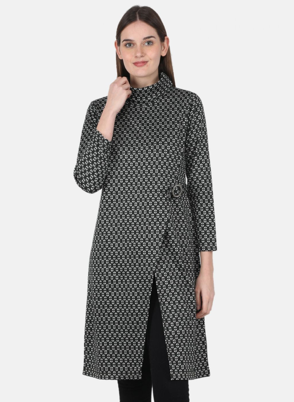 Buy Women Olive Self Design Dress Online in India - Monte Carlo