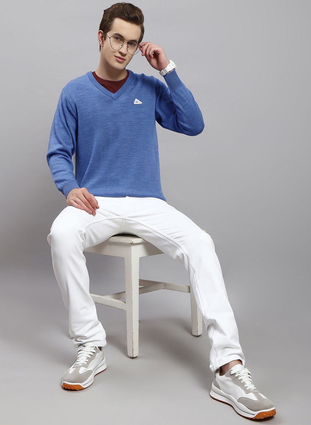 Buy Men Blue Solid Pure wool Pullover Online in India - Monte Carlo