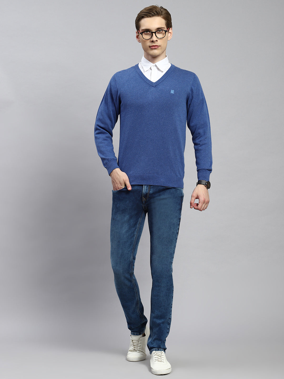 Buy Men Blue Solid Pullover Online in India - Monte Carlo