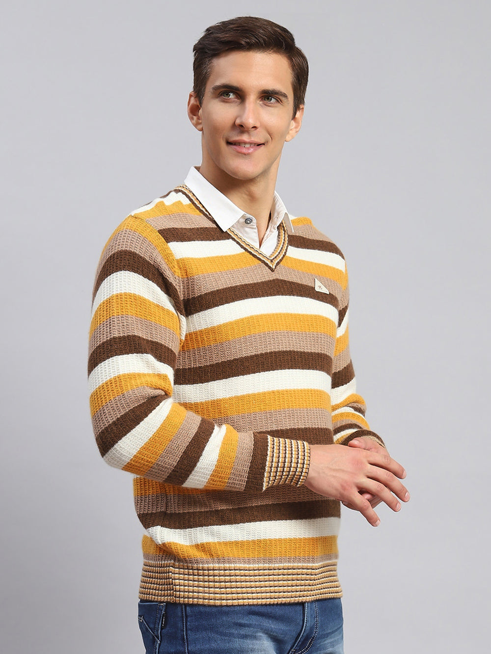 Buy Men Multicolor Self Design Lamb wool Pullover Online in India ...
