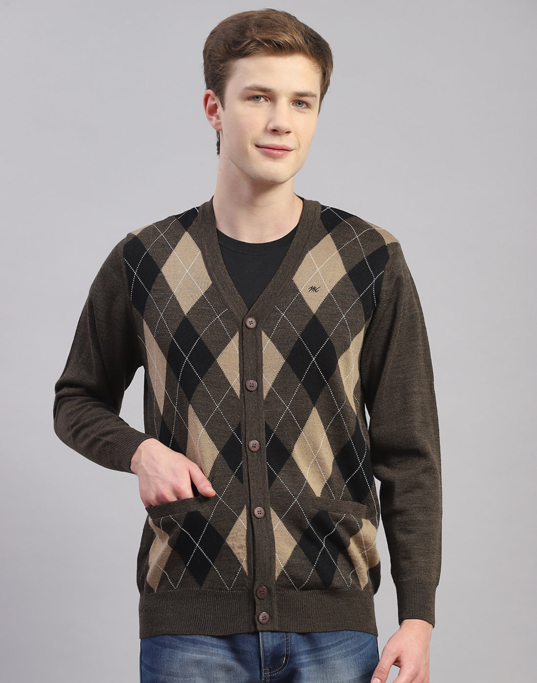 Argyle Cardigan For Men