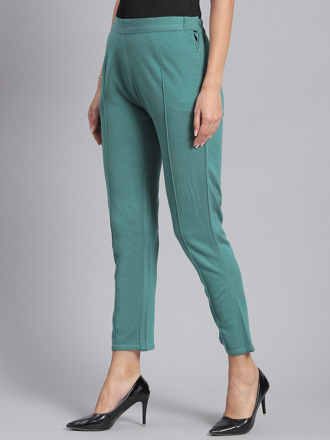 Buy Women Green Self Design Regular Fit Lowers Online in India - Monte ...