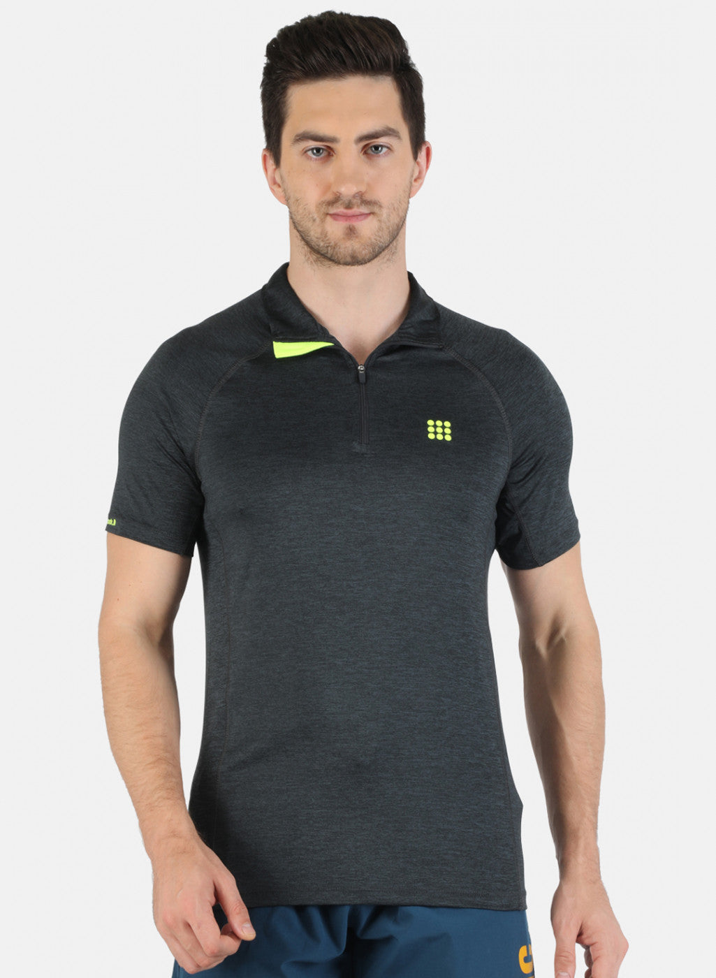 Buy Grey Regular Fit Full Sleeve Collar Neck T-Shirt Online in India ...