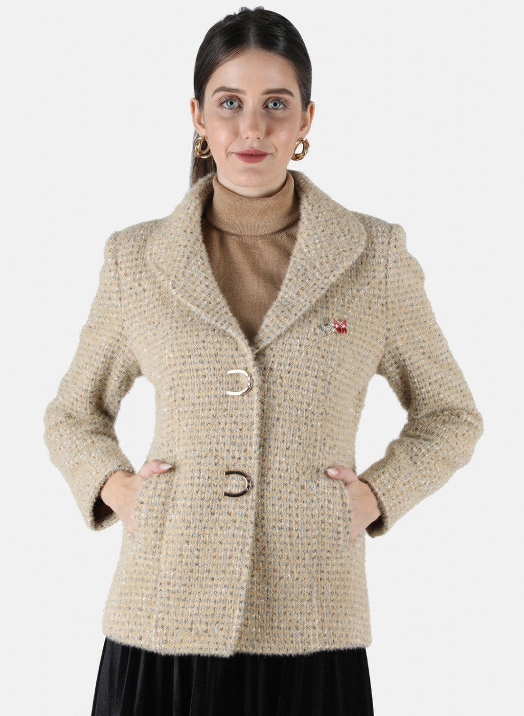 Buy Women Brown Jaquard Coat Online in India - Monte Carlo