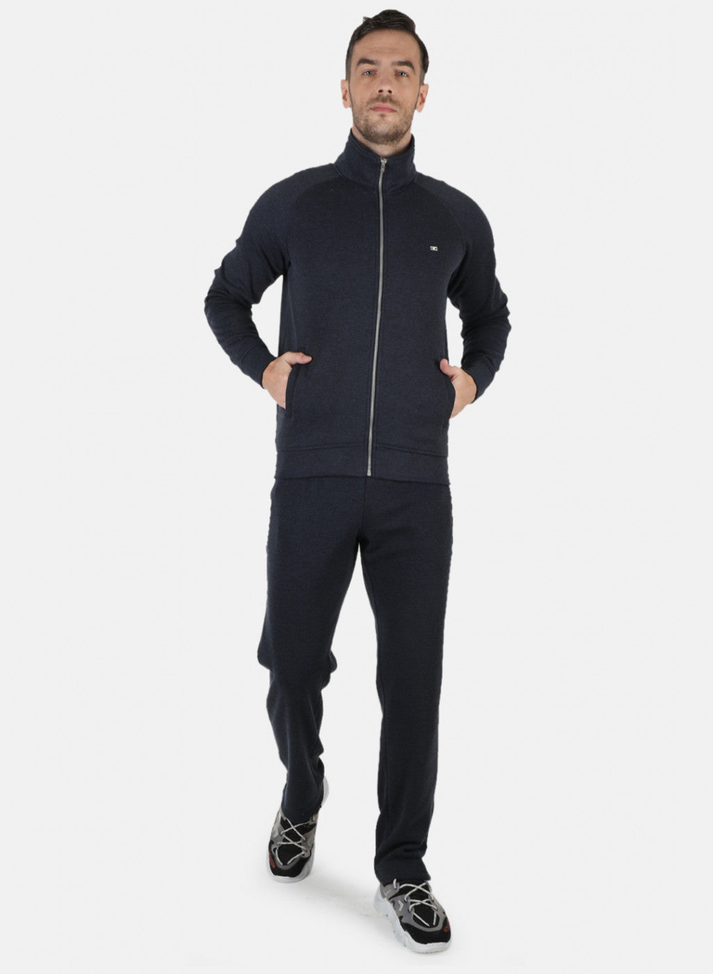 Buy Men Navy Blue Solid Tracksuit Online in India - Monte Carlo