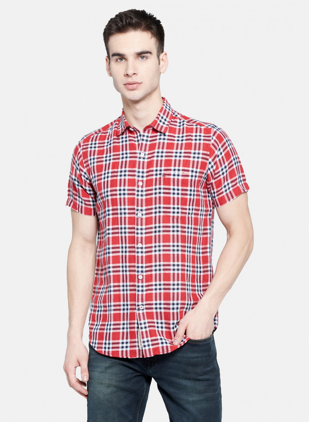 Buy Mens Red Check Shirt Online in India - Monte Carlo