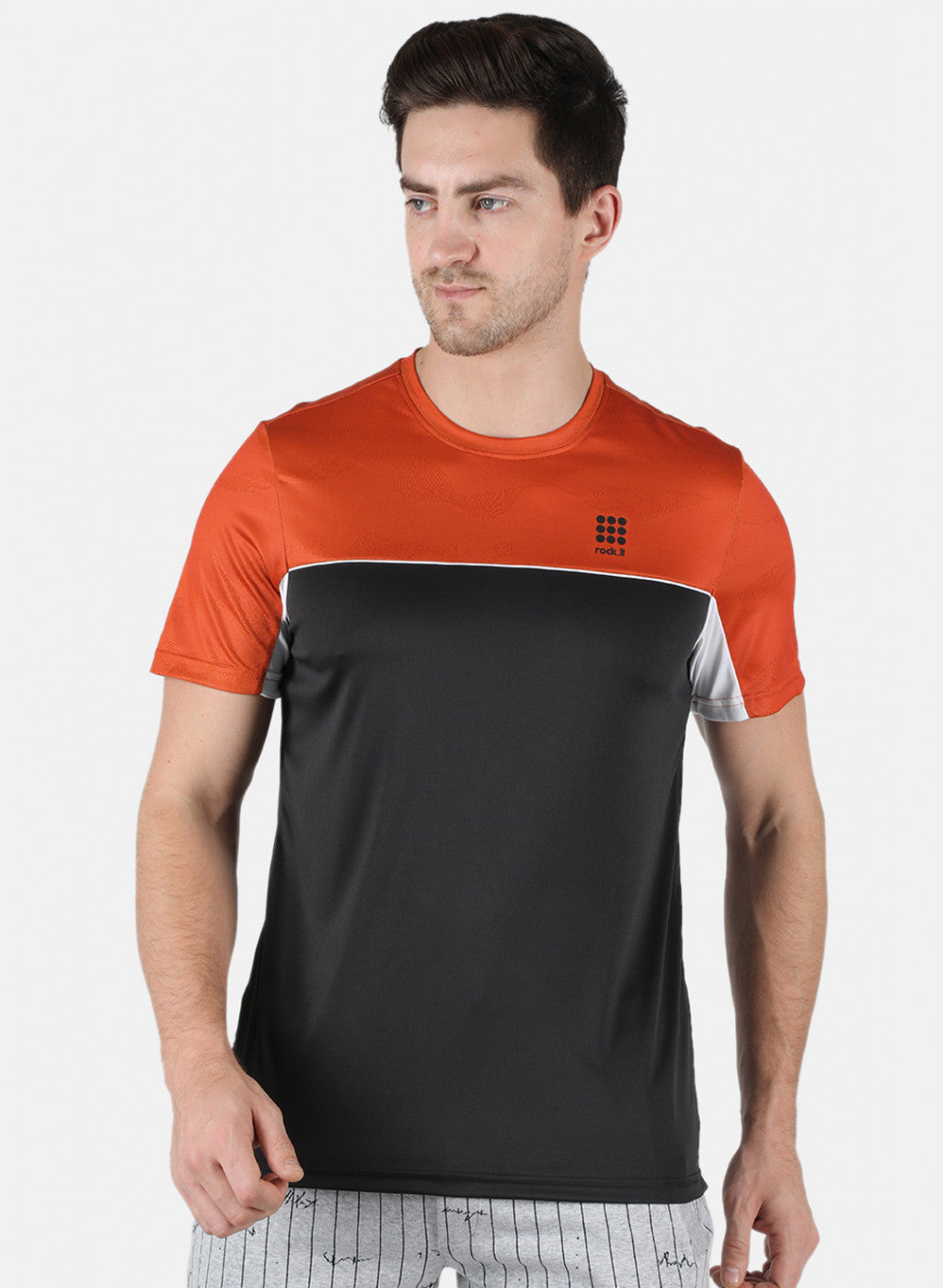 Buy Men Black Self Design Round Neck T-Shirt Online in India - Rock.it