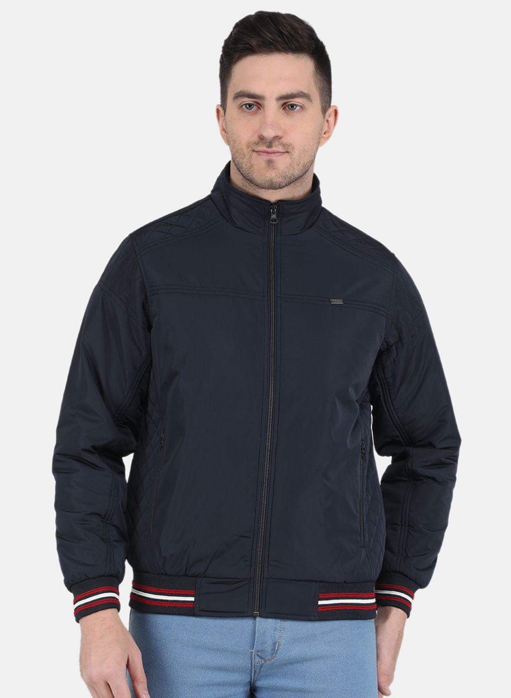 Buy Men Navy Blue Solid Jacket Online in India - Monte Carlo