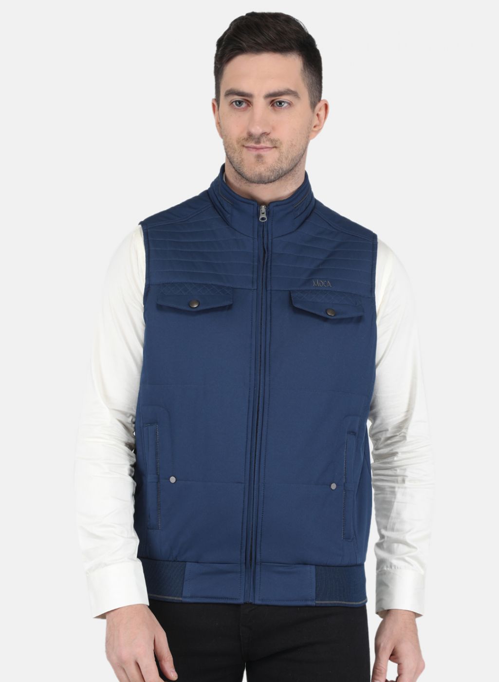 Buy Men Navy Blue Solid Jacket Online in India - Monte Carlo