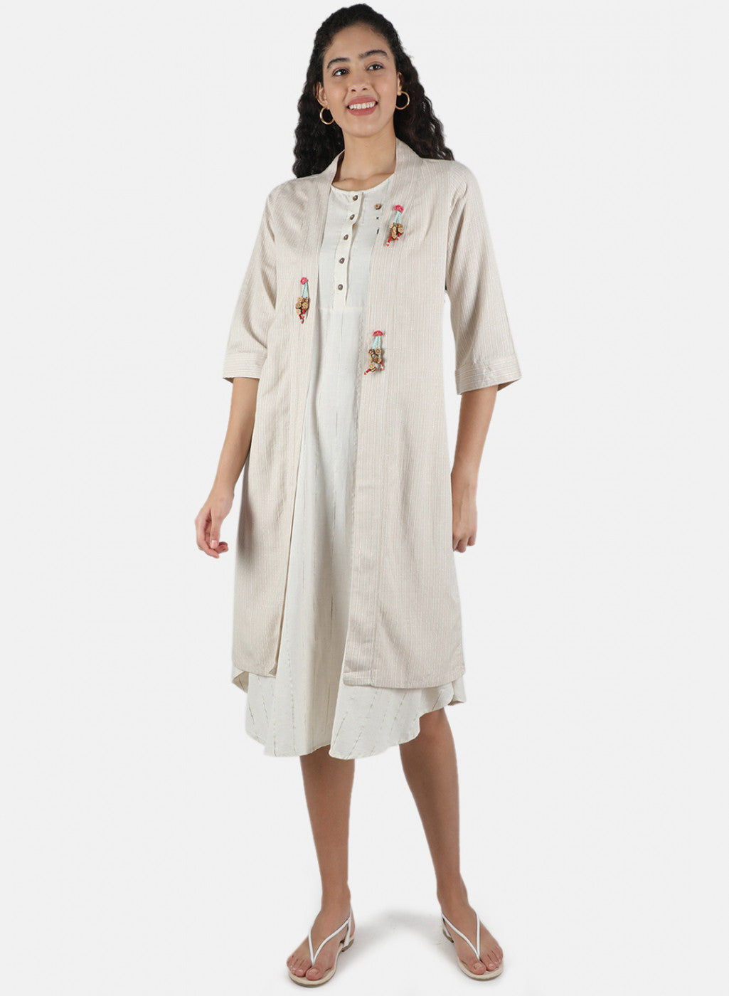 Buy Women Beige Plain Shrug Set Online in India - Monte Carlo