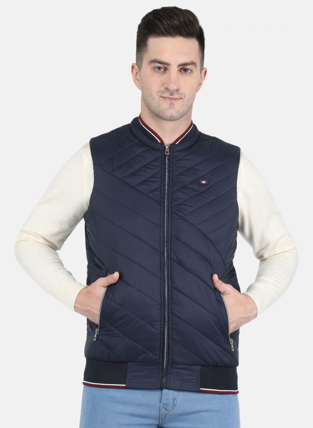 Buy Men Navy Blue Solid Jacket Online in India - Monte Carlo