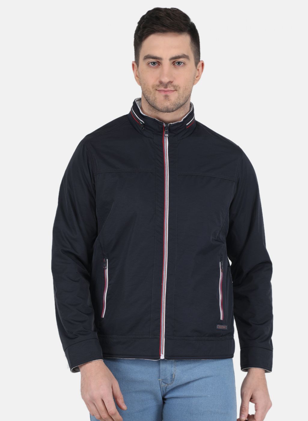 Buy Men Navy Blue Solid Jacket Online in India - Monte Carlo