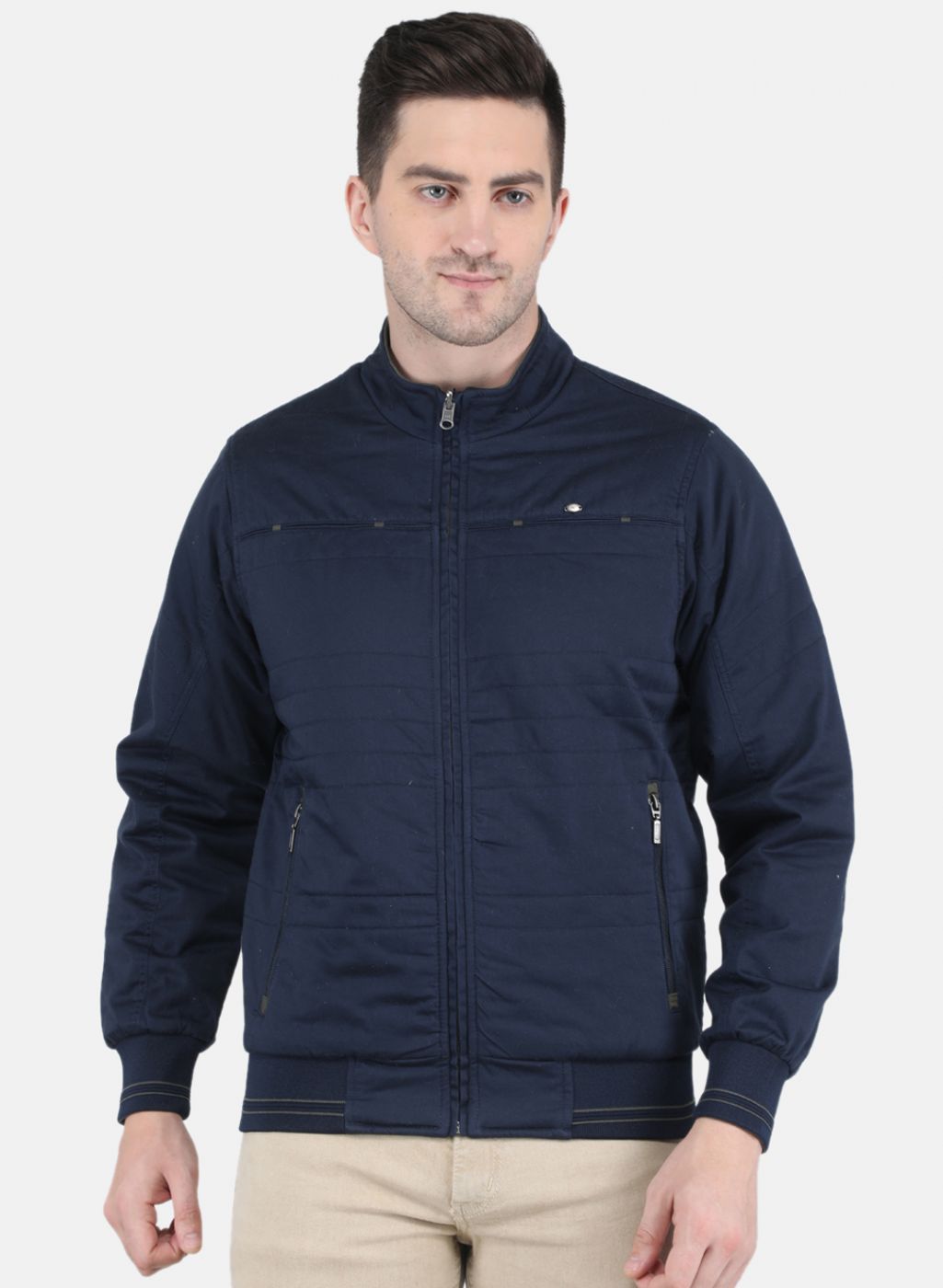 Buy Men Navy Blue Solid Jacket Online in India - Monte Carlo