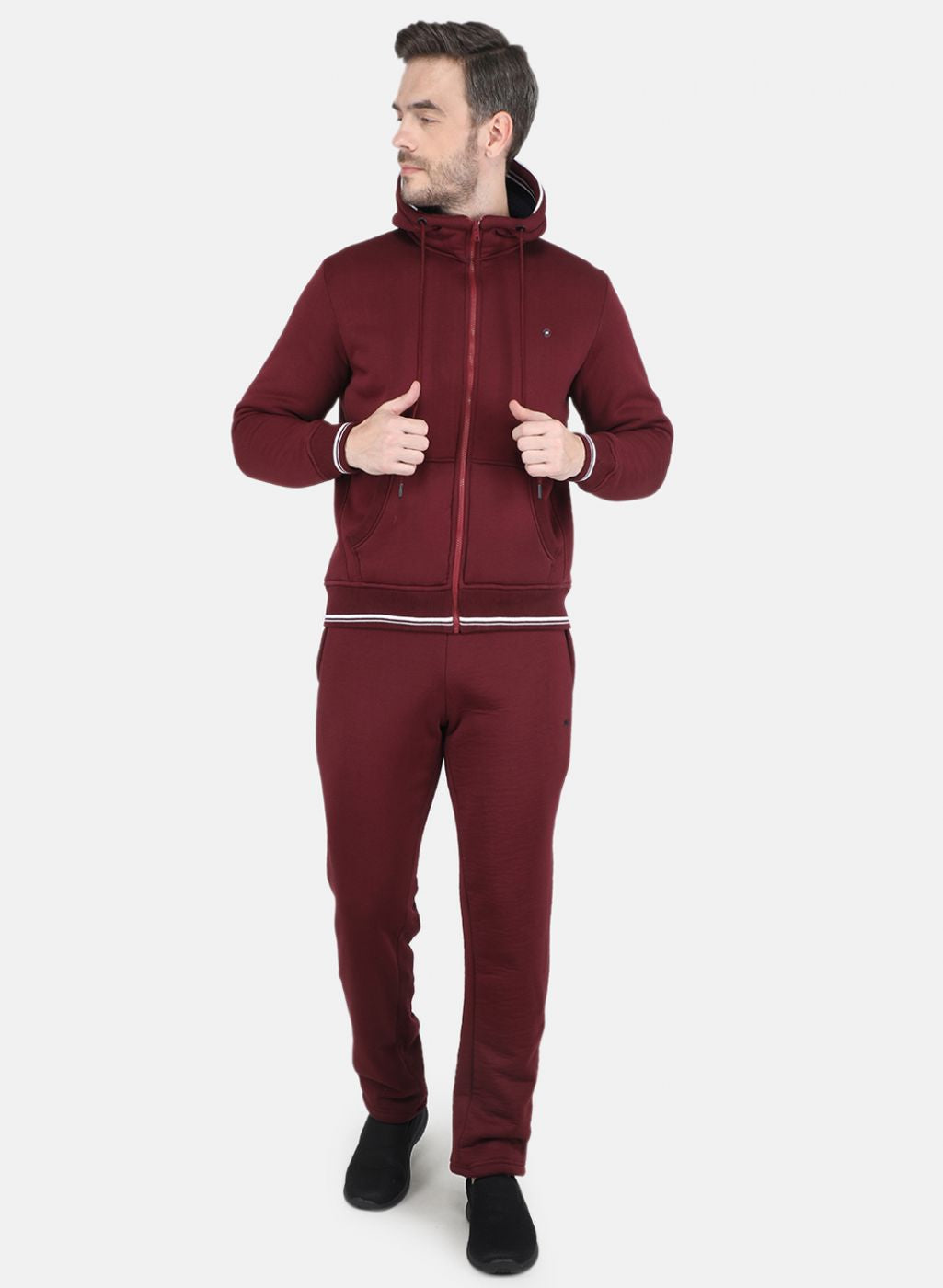 Buy Men Maroon Solid Tracksuit Online in India - Monte Carlo