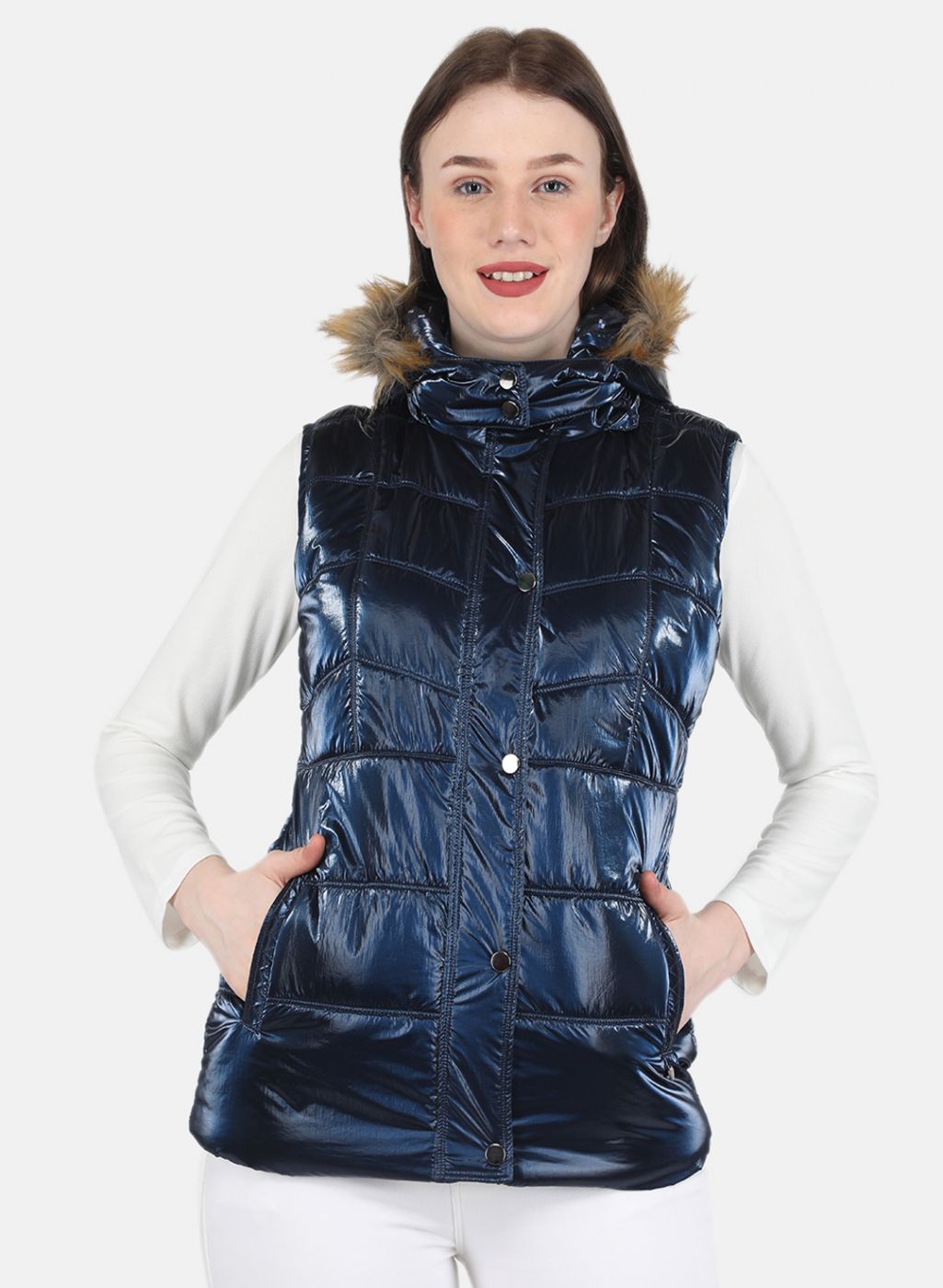 Buy Women Navy Blue Solid Jacket Online in India - Monte Carlo