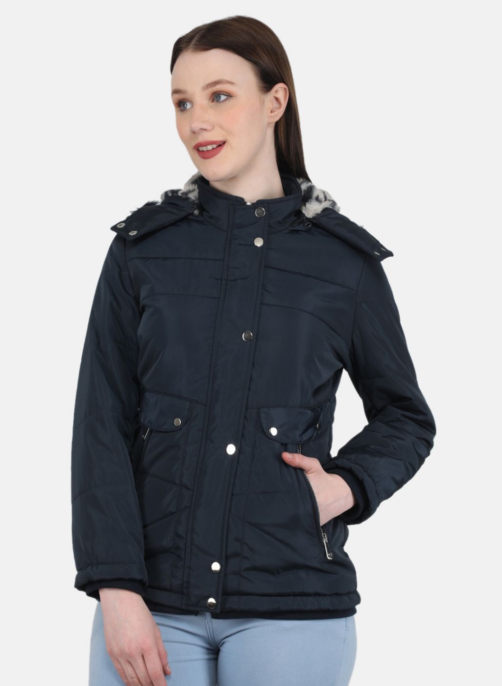 Buy Women Navy Blue Solid Jacket Online in India - Monte Carlo