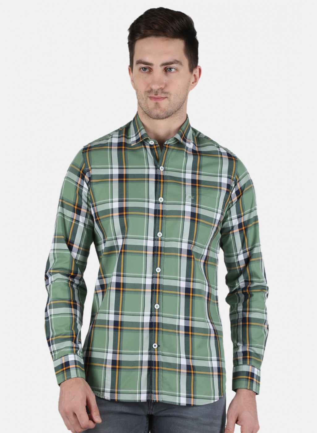 Buy Men Green Check Shirt Online in India - Monte Carlo