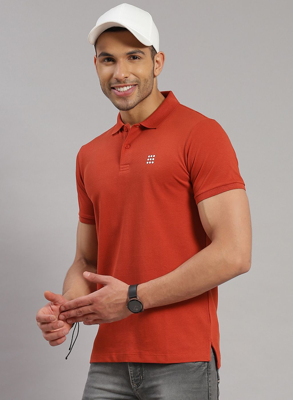 Buy Men Rust Orange Solid T-Shirt Online in India - Rock.it