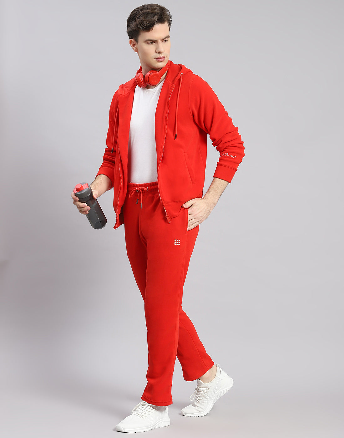 Buy Men Red Solid Hooded Full Sleeve Tracksuit Online in India - Rock.it