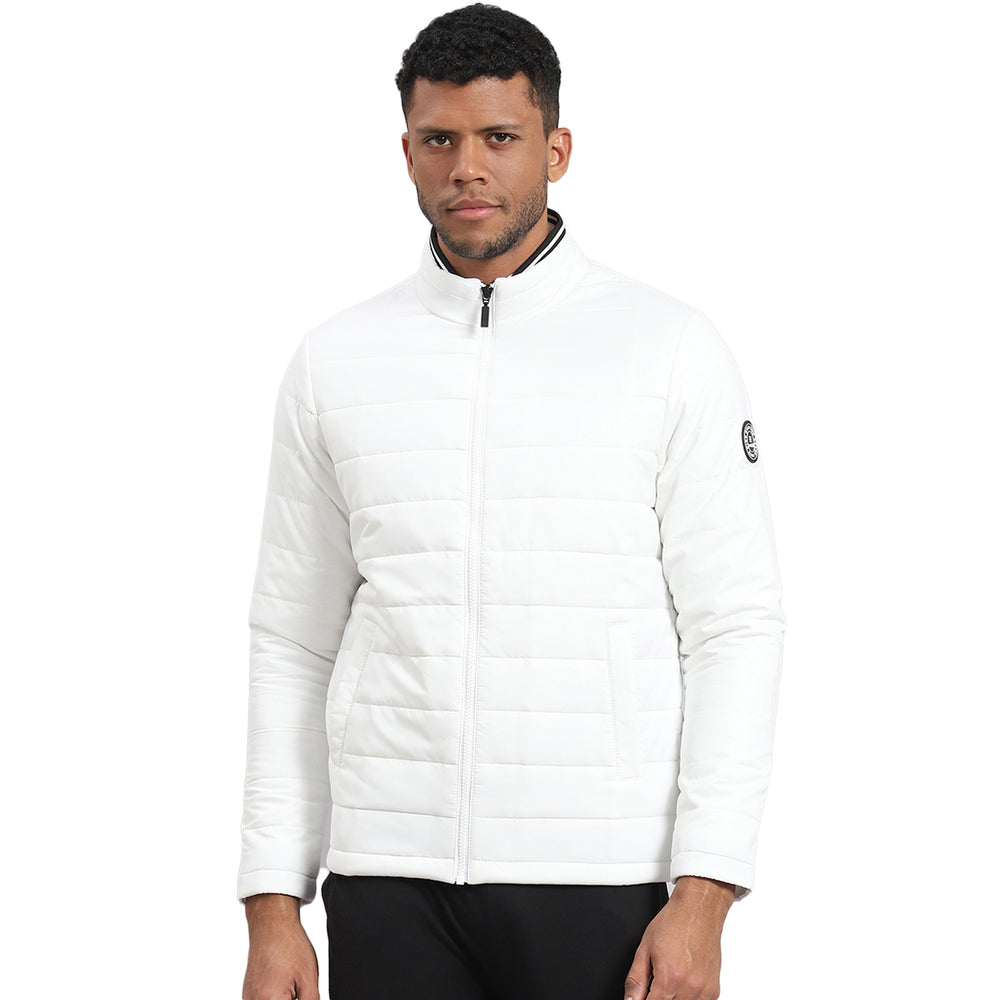 Buy Men White Solid Stand Collar Full Sleeve Jacket Online in India ...
