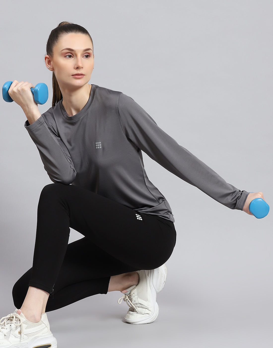 Buy Women Grey Solid Round Neck Full Sleeve Top Online in India - Rock.it