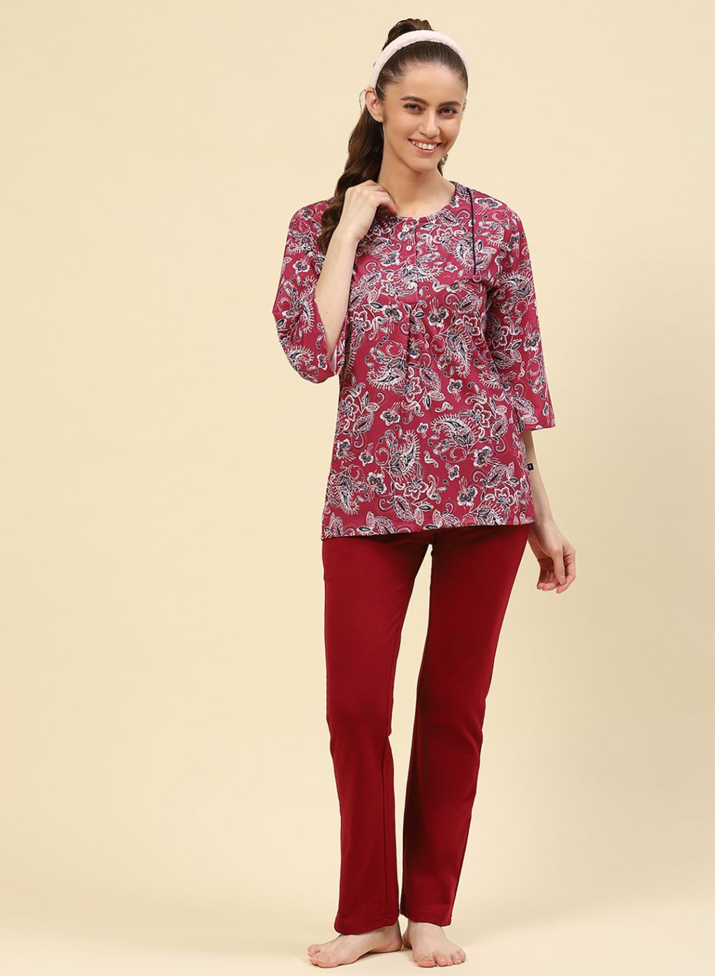 Buy Women Maroon Printed Lower Set Online in India - Monte Carlo