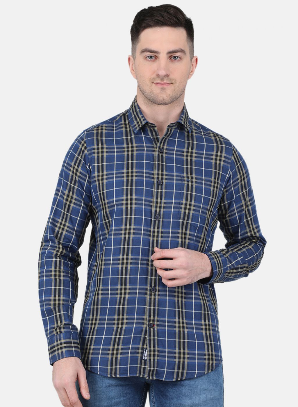 Buy Men Blue Check Shirt Online in India - Monte Carlo