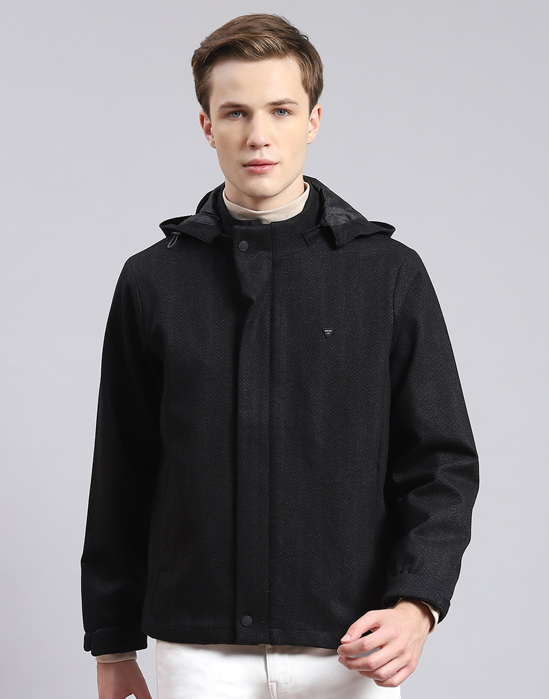 Buy Men Black Solid Hooded Full Sleeve Jacket Online in India - Monte Carlo