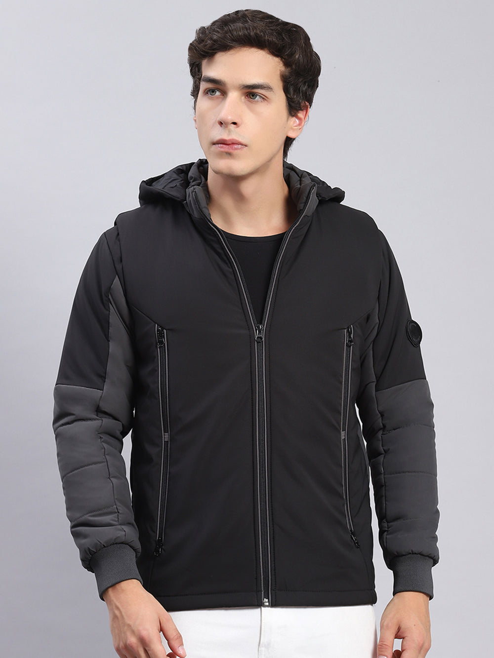 Buy Men Black Solid Hooded Full Sleeve Jackets Online in India - Monte ...