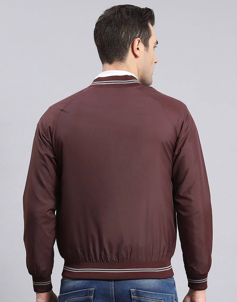 Buy Men Maroon Solid Mandarin Collar Full Sleeve Jacket Online in India ...