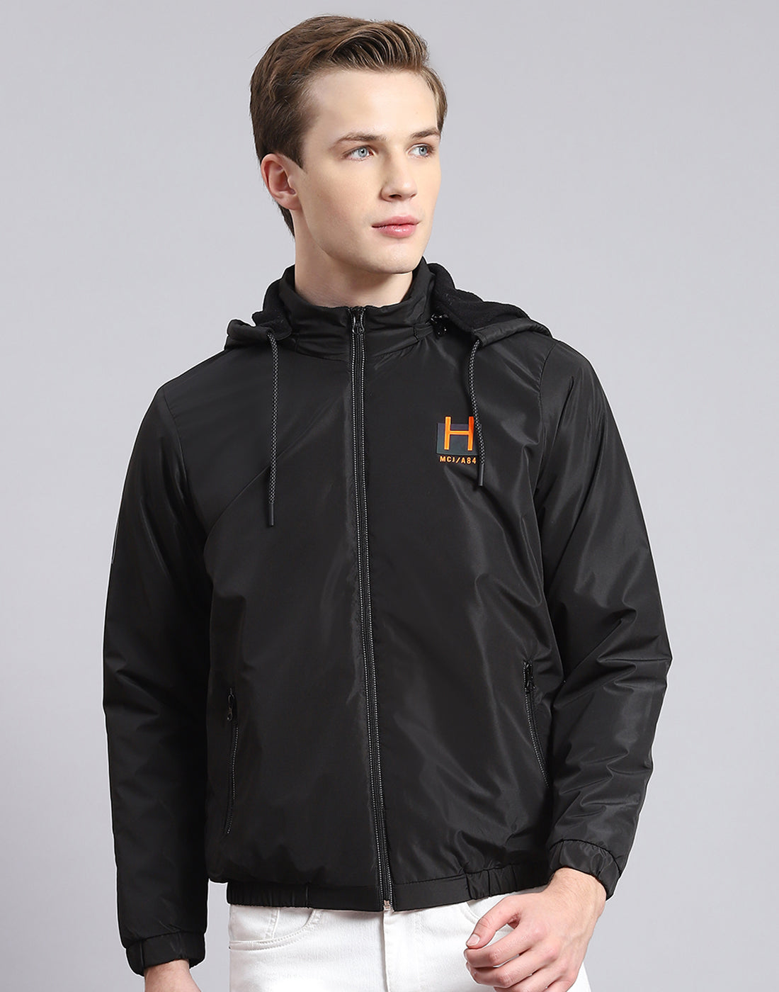 Buy Men Black Solid Hooded Full Sleeve Jacket Online in India - Monte Carlo
