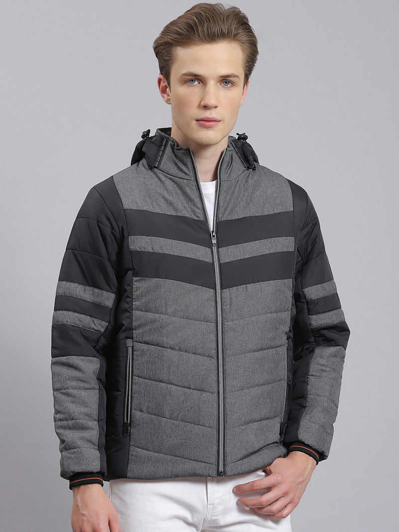 Buy Men Grey Solid Hooded Full Sleeve Jacket Online in India - Monte Carlo
