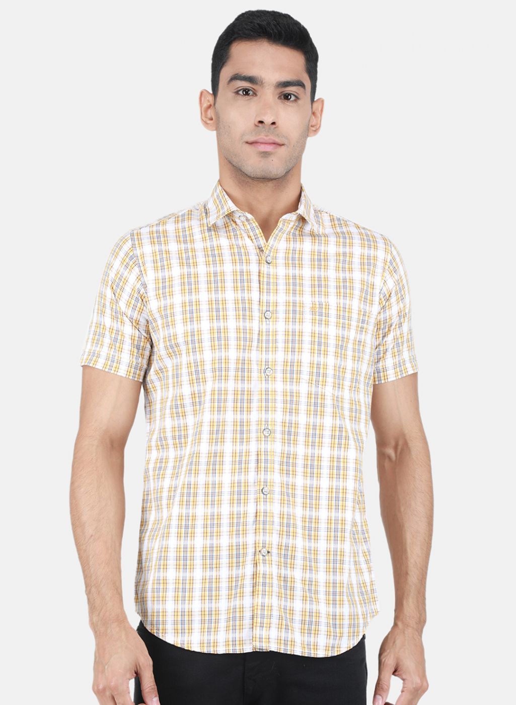 Buy Men Yellow Check Shirt Online in India - Monte Carlo