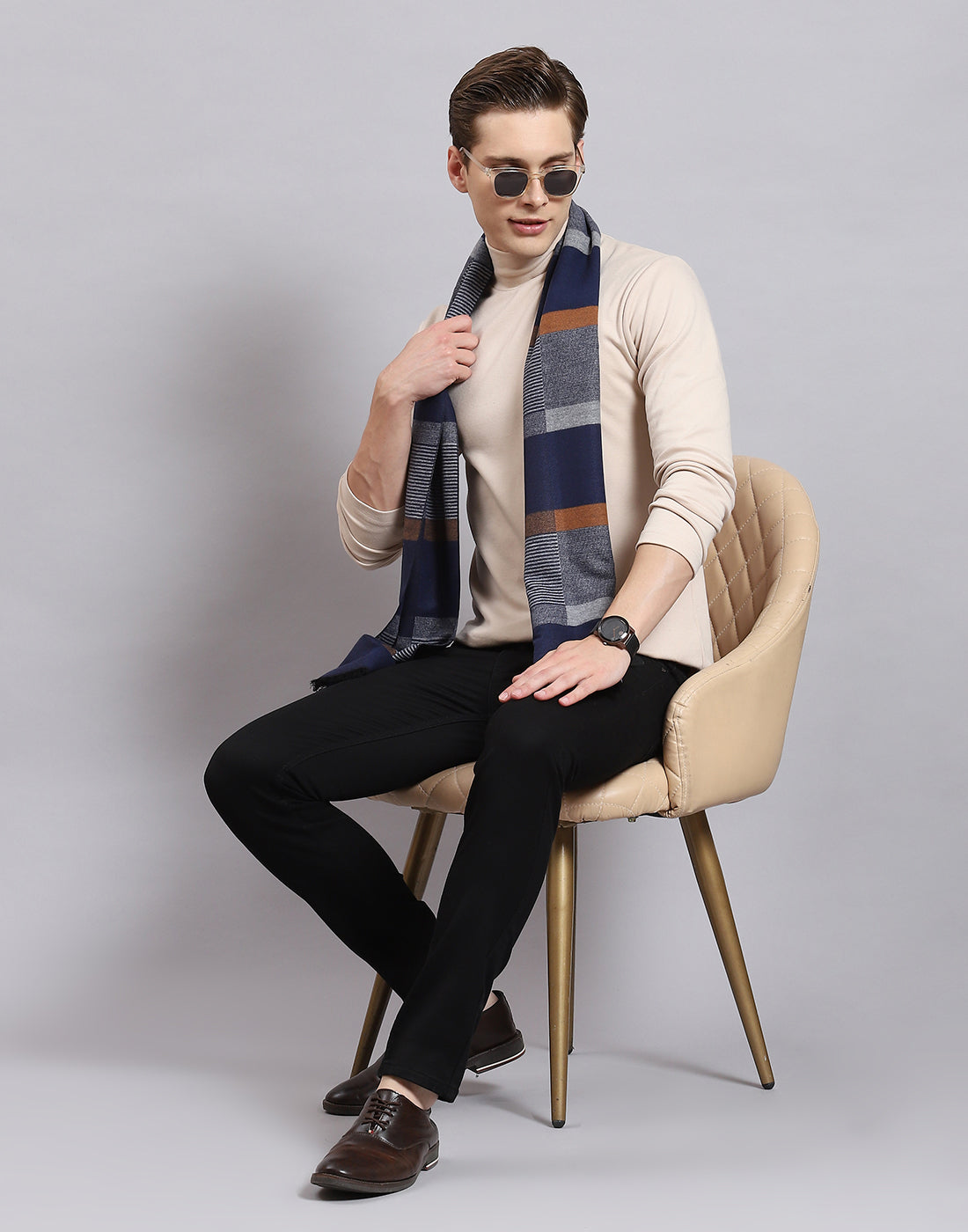Buy Men Blue Self Design Muffler Online in India - Monte Carlo