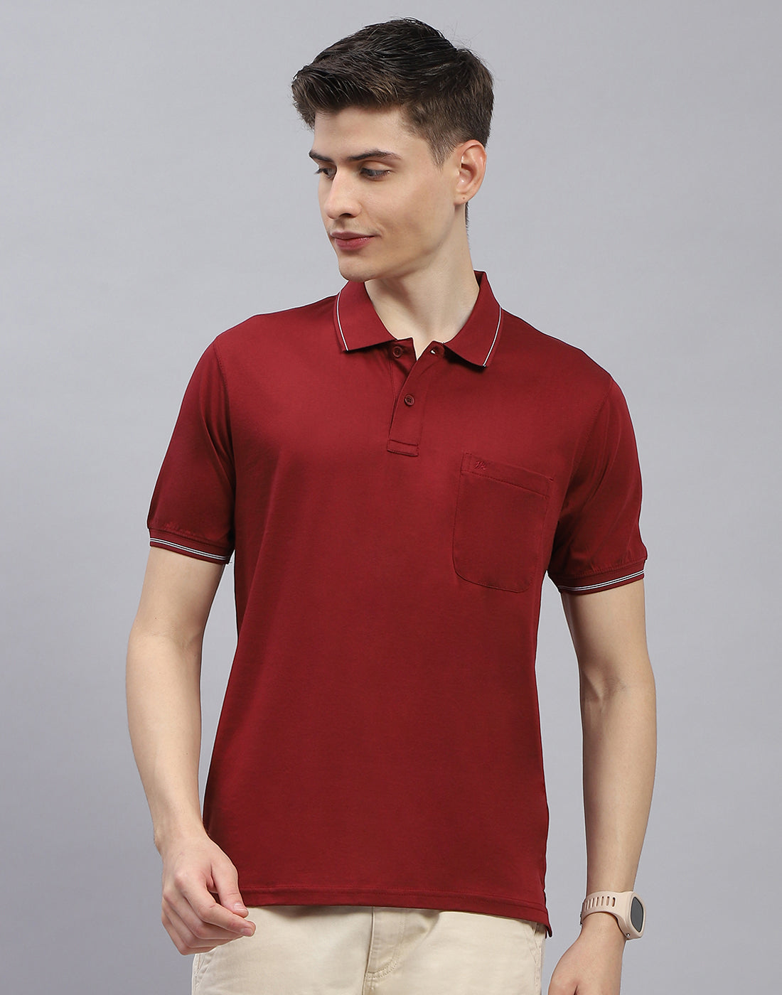 Buy Men Maroon Solid Polo Collar Half Sleeve T-Shirt Online in India ...