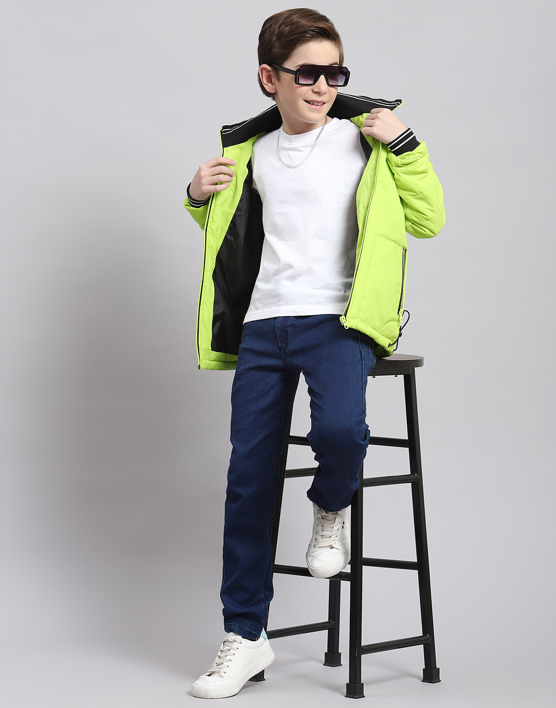 Buy Boys Green Printed Collar Full Sleeve Boys Jacket Online in India ...