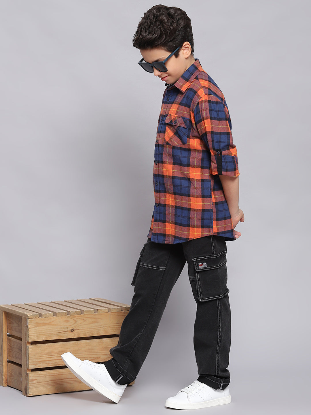 Buy Boys Rust Check Spread Collar Full Sleeve Shirts Online in India ...