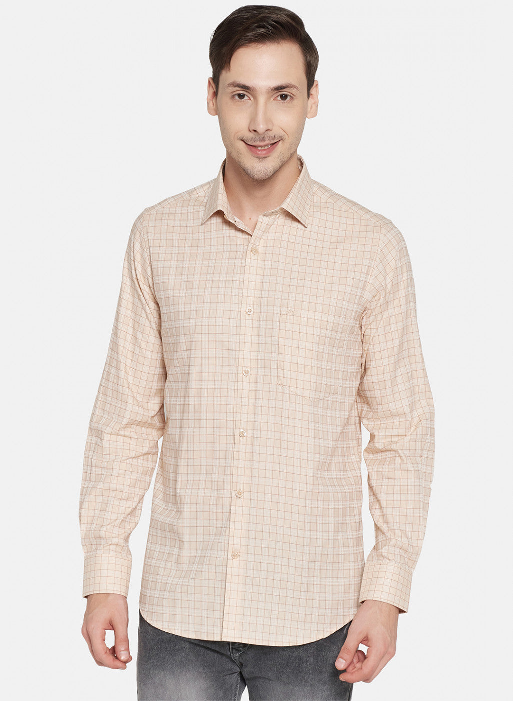 Buy Mens Beige Check Shirt Online in India - Monte Carlo
