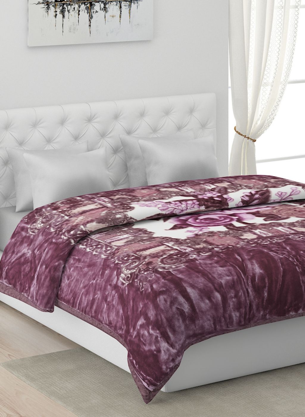 Buy Printed Mink Double Blanket for Heavy Winter -2 Ply Online in India ...